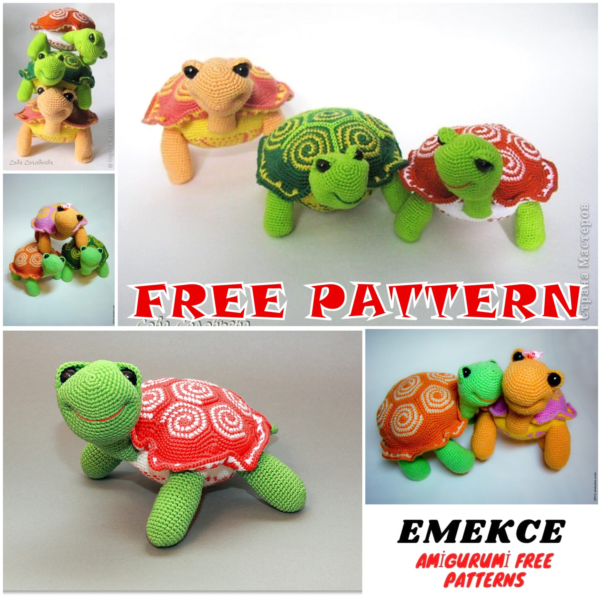 Rainbow Cute Turtle Amigurumi Free Crochet Pattern - Emekce.com