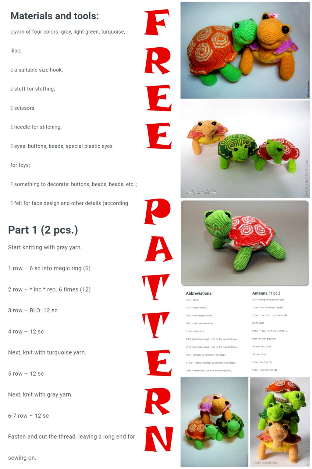 Rainbow Cute Turtle Amigurumi Free Crochet Pattern - Emekce.com