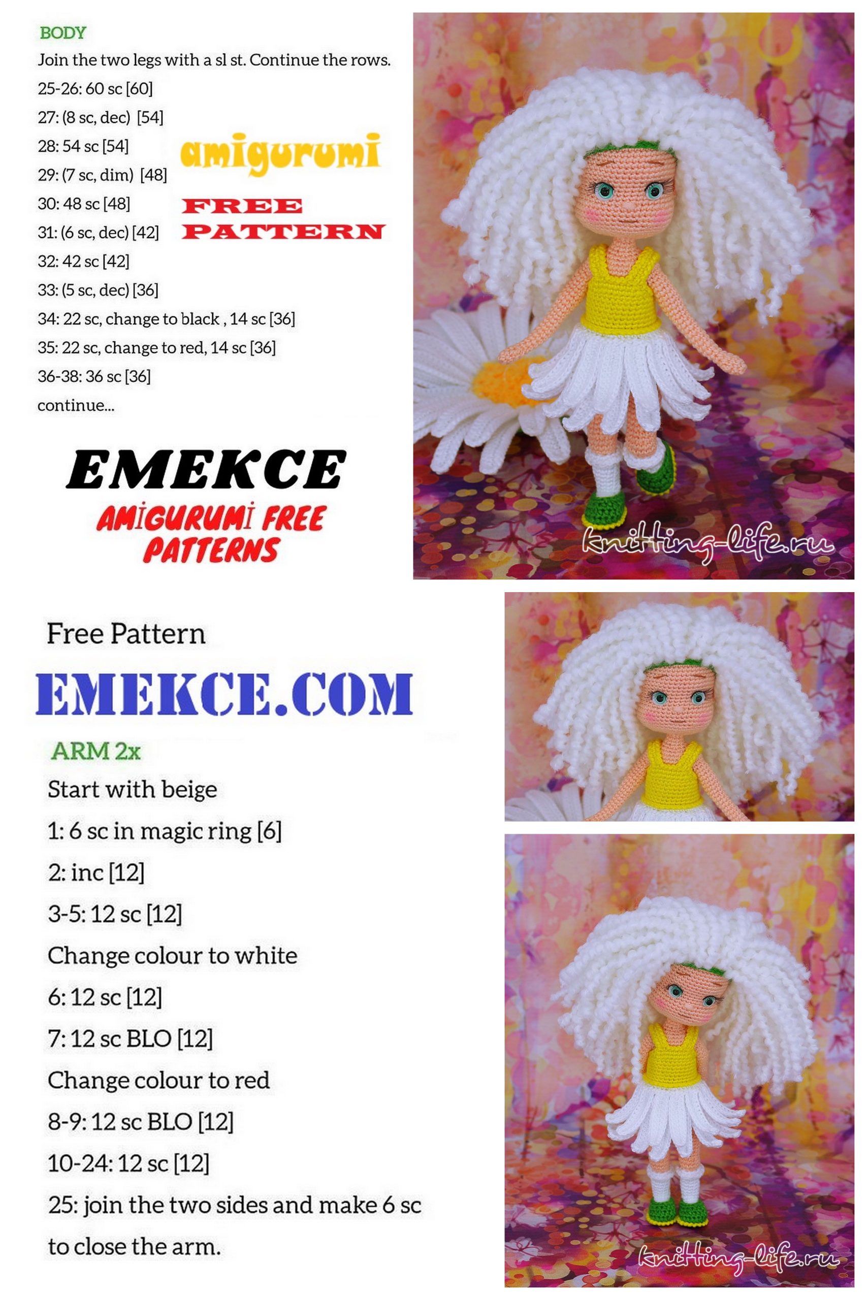 Amigurumi Camomile Girl Free Crochet Pattern