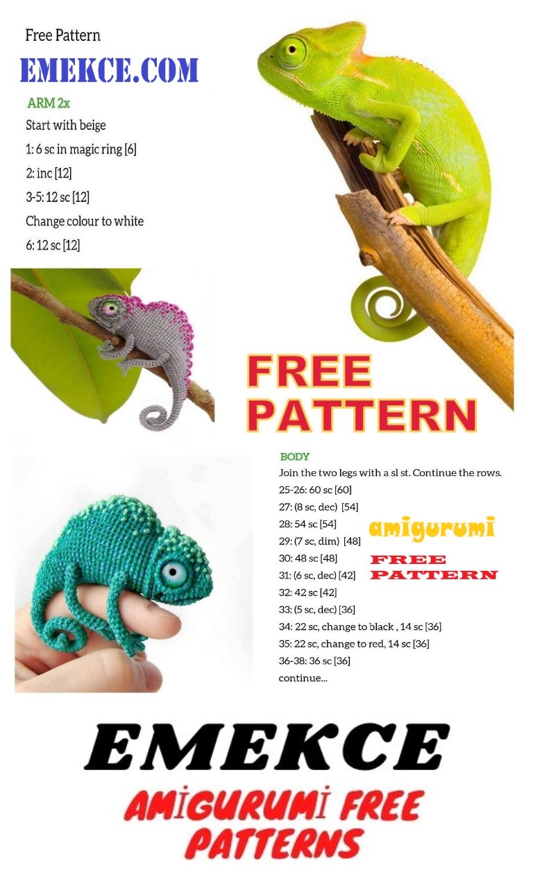 Adorable Amigurumi Chameleon Crochet Pattern: Free and Fun DIY Craft!