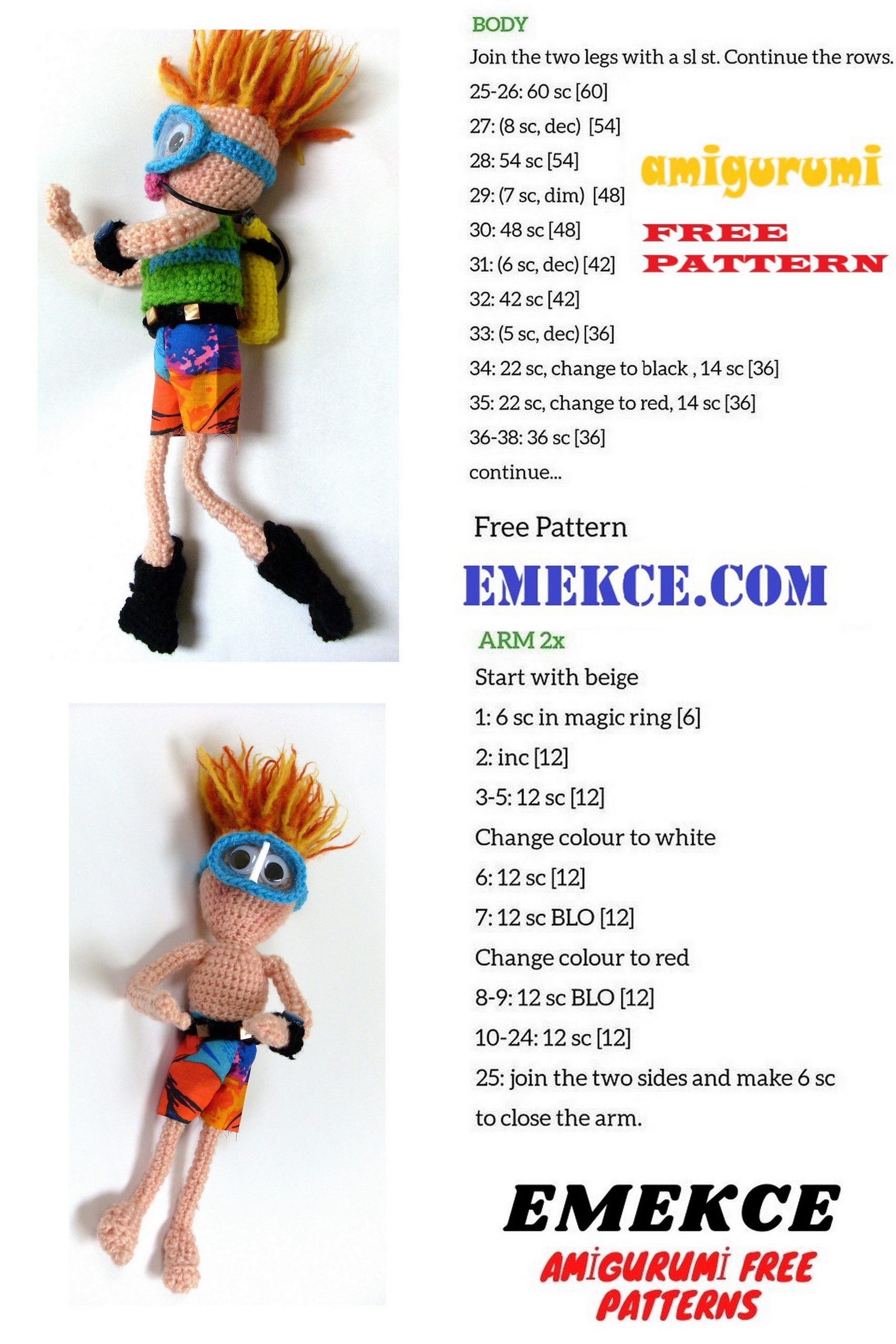 Dive into Creativity with Our Free Amigurumi Scuba Diver Doll Crochet ...